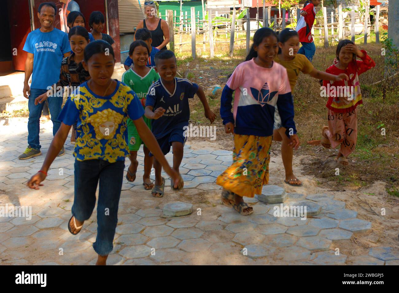 School children playing at break time, Beng Mealea, Cambodia Stock ...