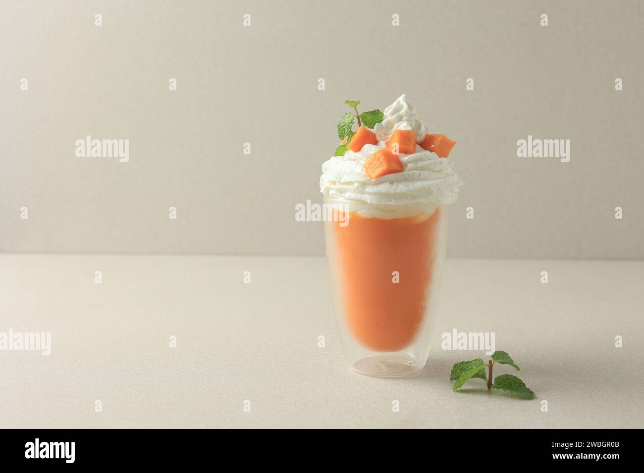 Fresh Mango Juice Topped with Whip Cream, Copy Space for Text Stock Photo - Alamy