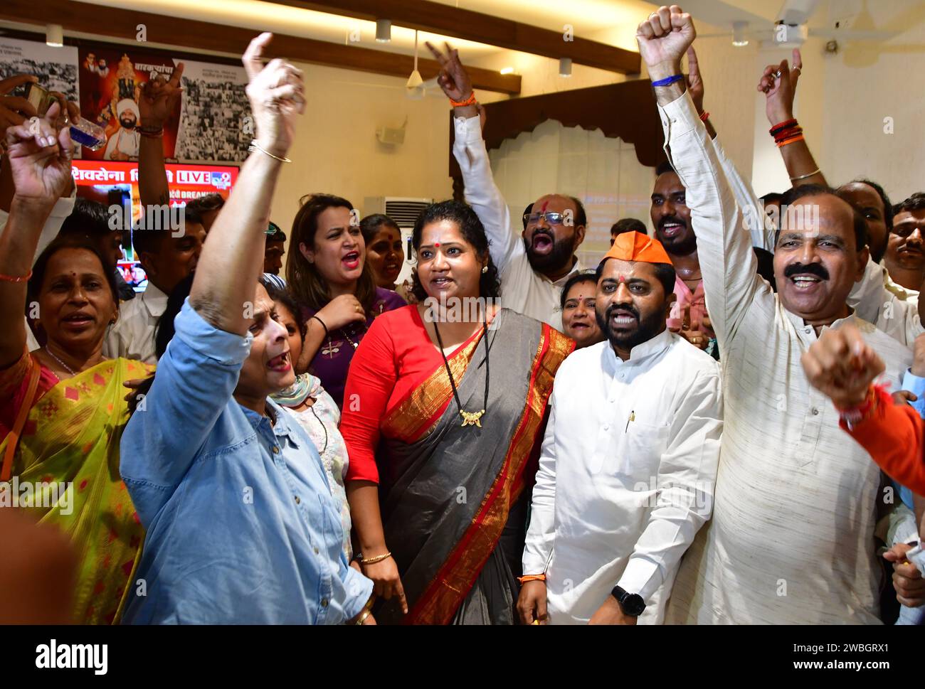 MUMBAI, INDIA - JANUARY 10: Shiv Sena (Shinde faction) workers ...