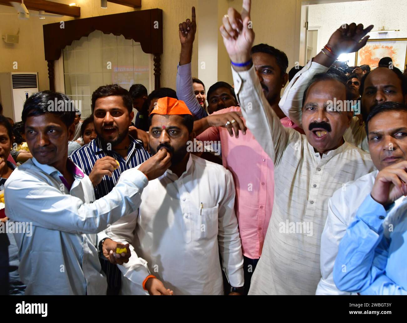MUMBAI, INDIA - JANUARY 10: Shiv Sena (Shinde faction) workers ...