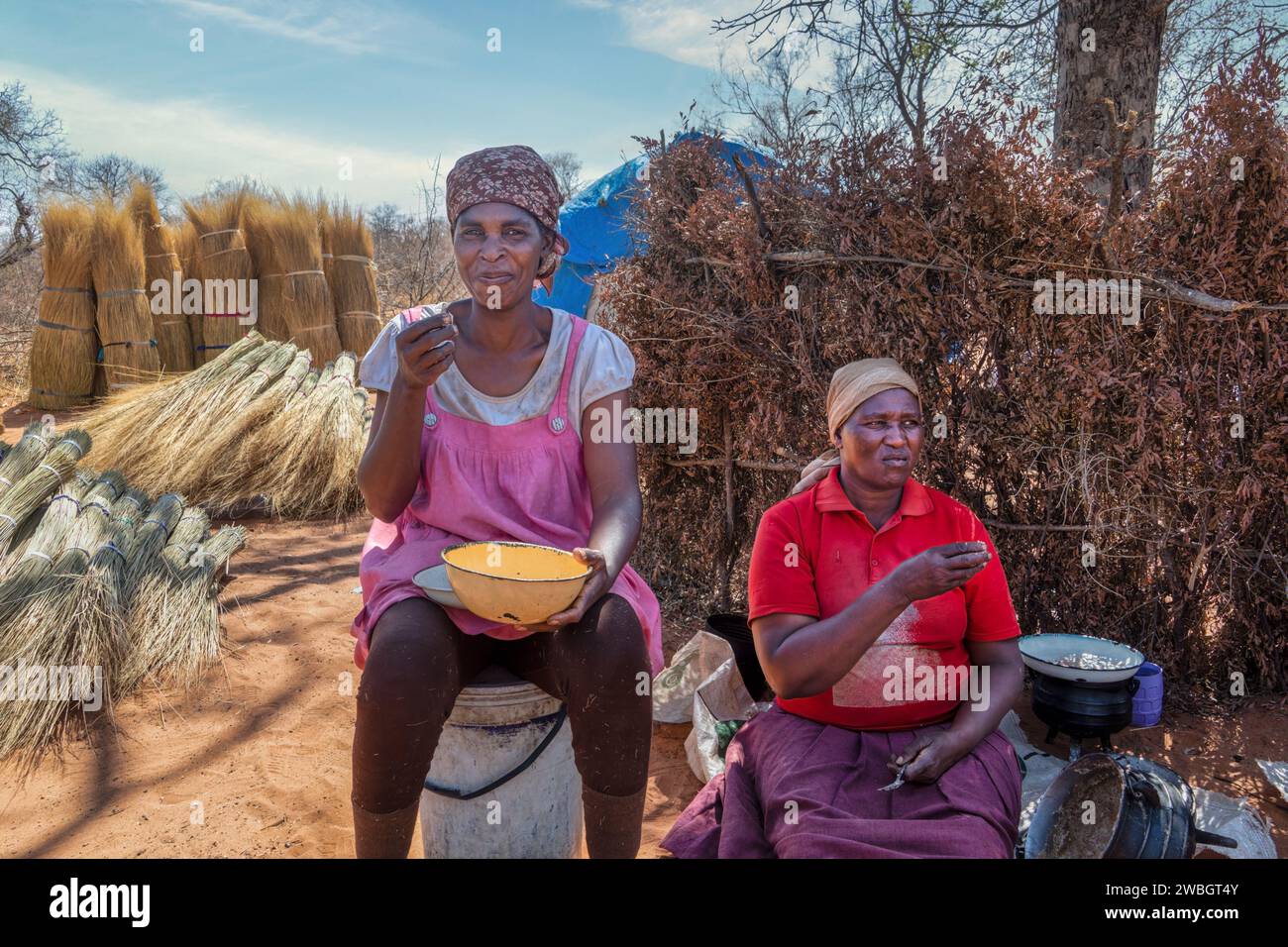 African family , lunch time in the village ,shack ,outdoors kitchen ...