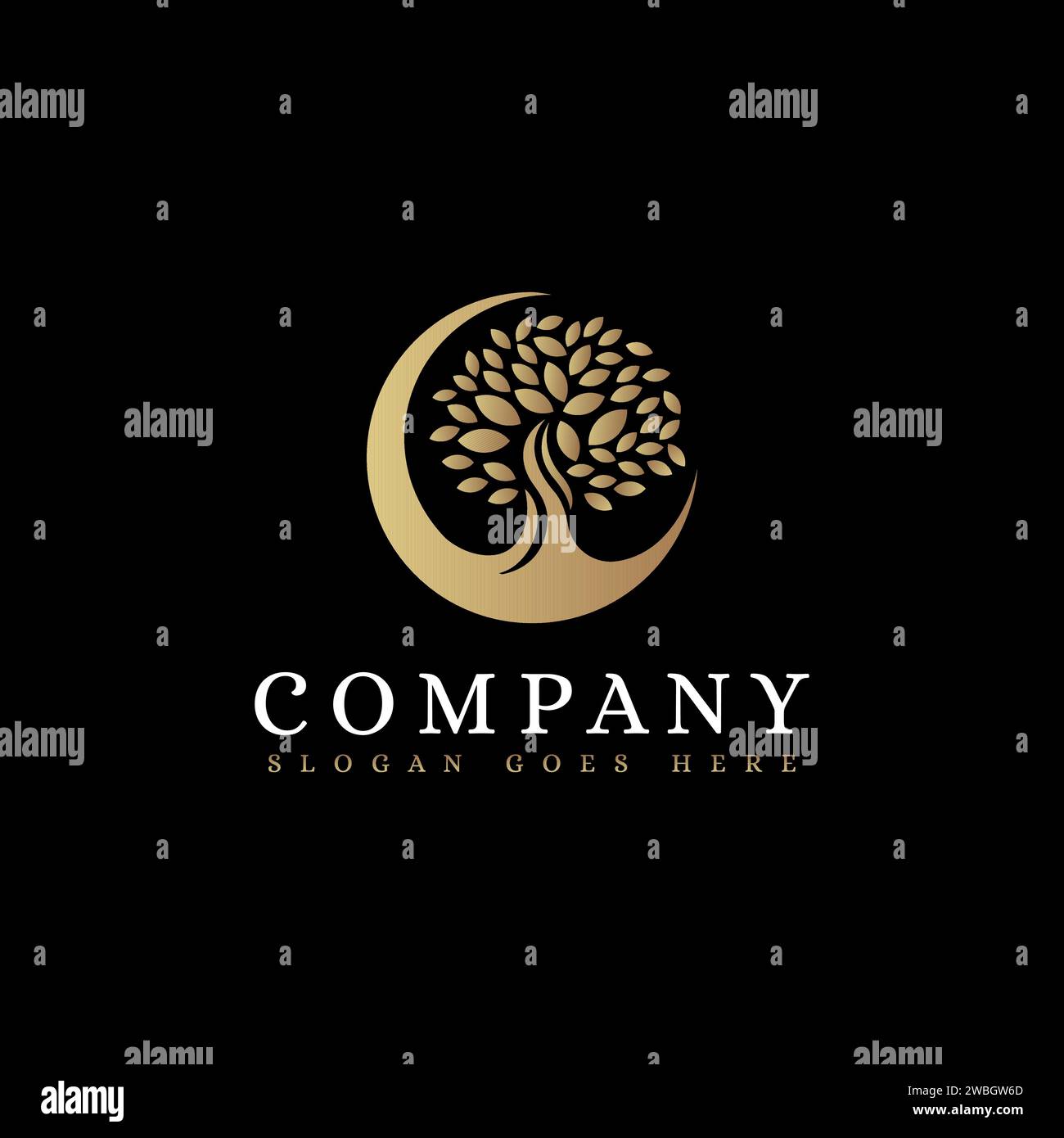 Luxury Elegant Moon and tree logo icon Stock Vector Image & Art - Alamy