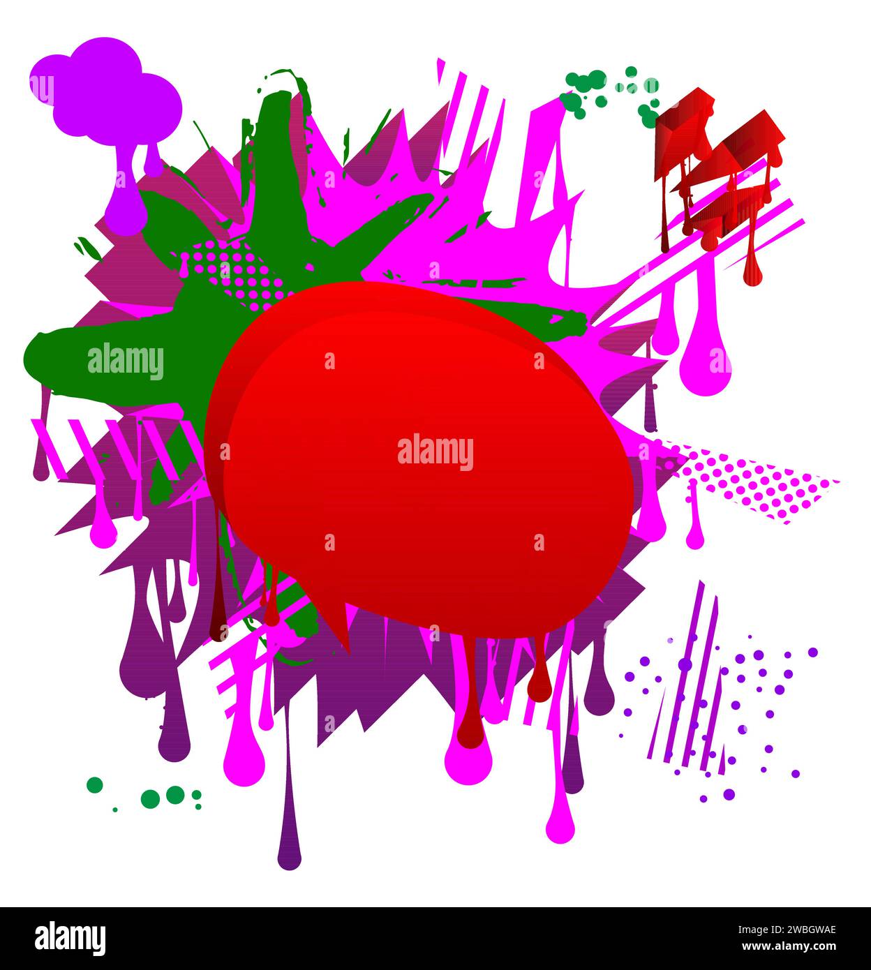 Purple, red, green graffiti speech bubble. Abstract modern Messaging ...