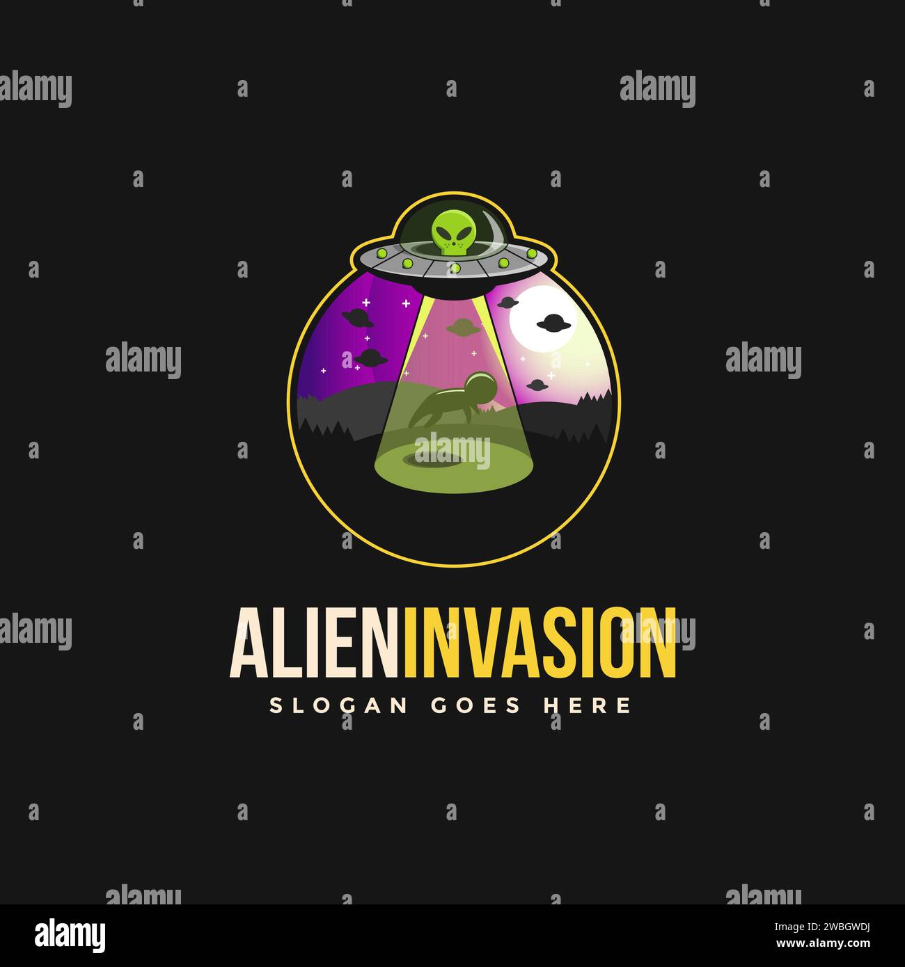 Alien invasion emblem logo vector Stock Vector Image & Art - Alamy