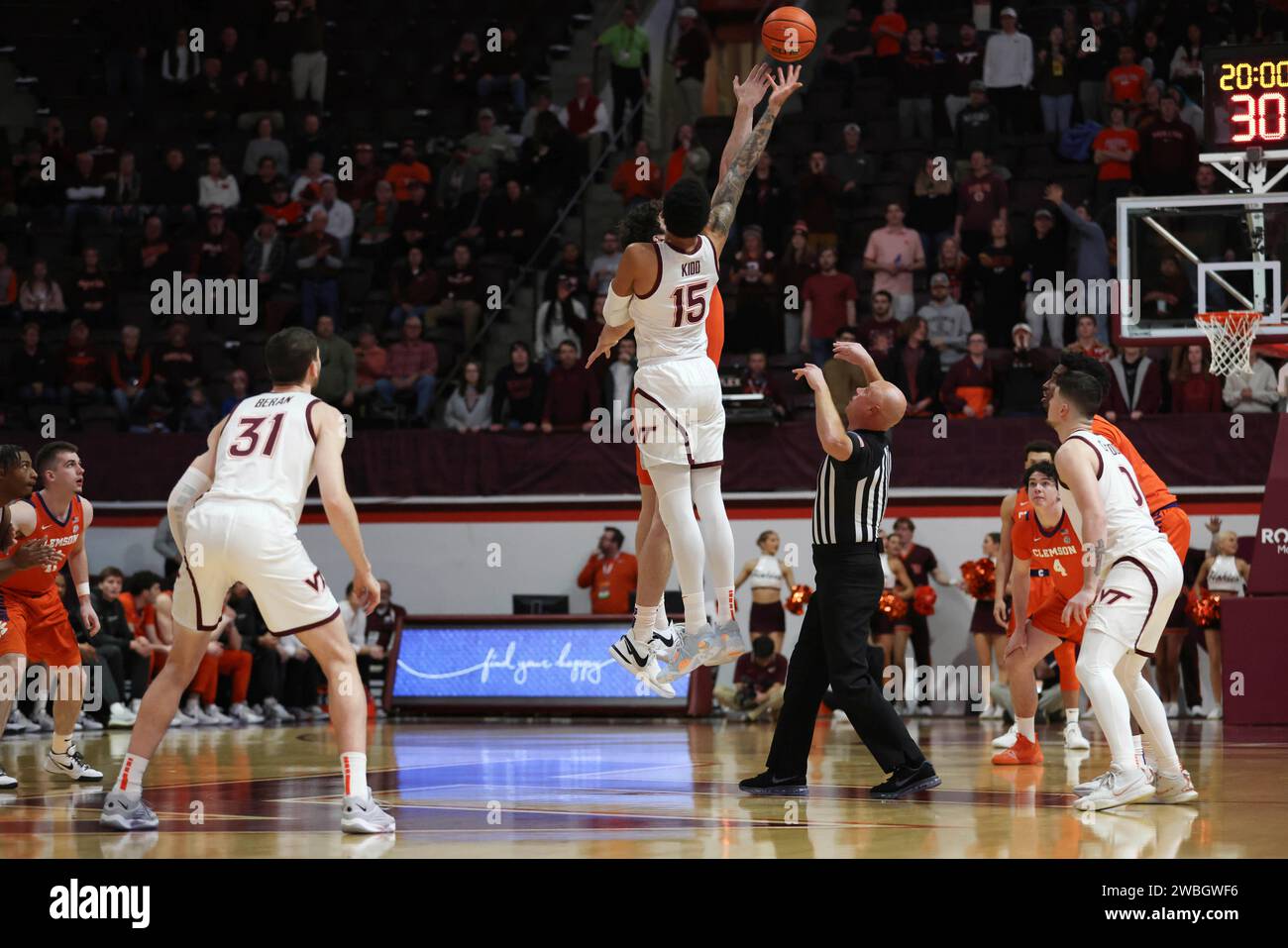 January 10, 2024: Virginia Tech Hokies forward Mekhi Long (4) and ...