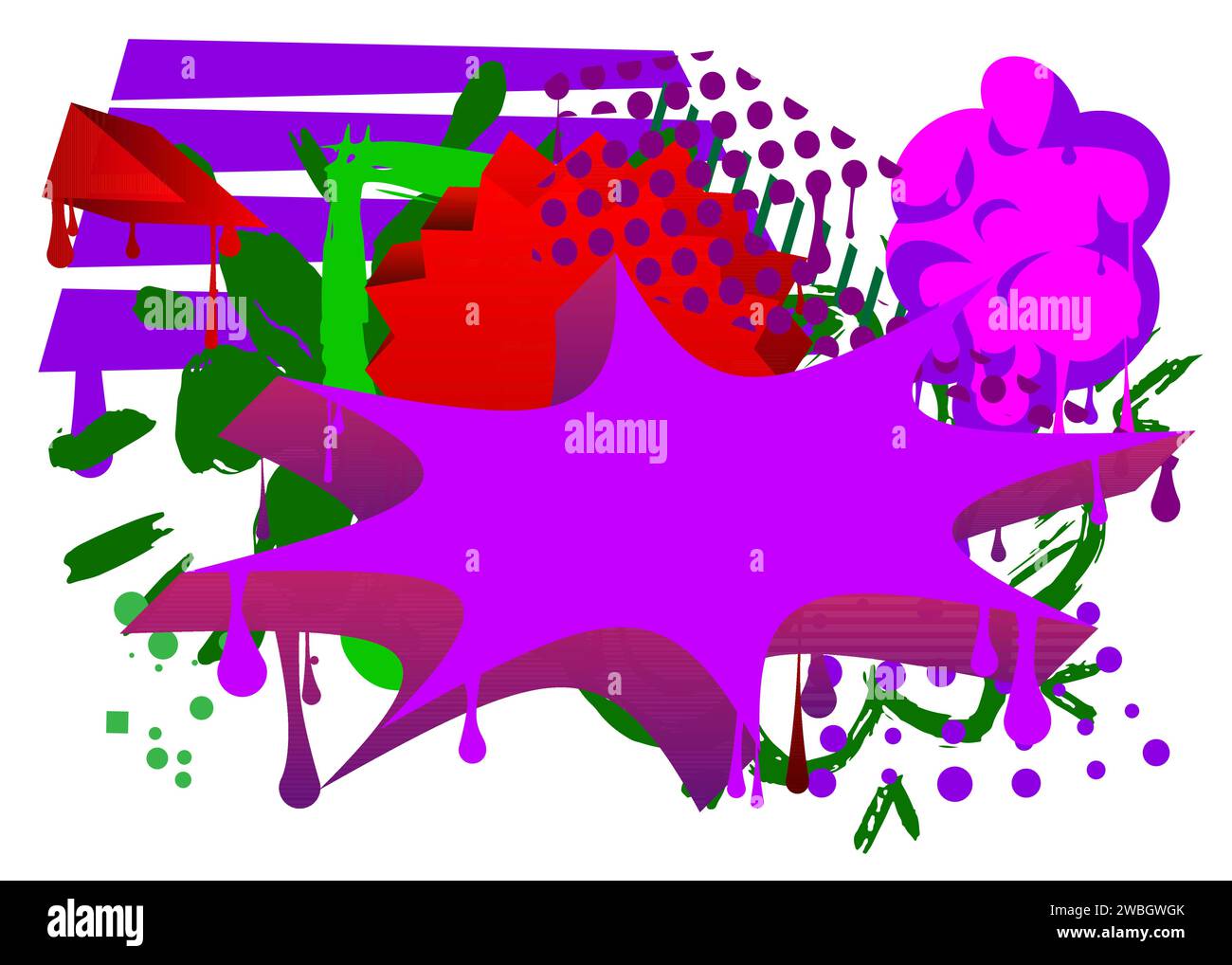 Purple, red, green graffiti speech bubble. Abstract modern Messaging ...