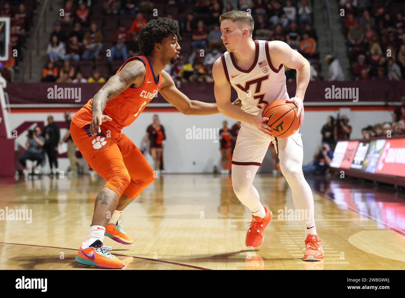 Blacksburg, Virginia, USA. 10th Jan, 2024. Virginia Tech Hokies guard ...