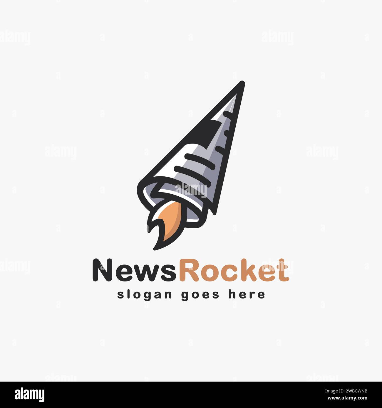 Fast newspaper rocket logo vector template on white background Stock ...