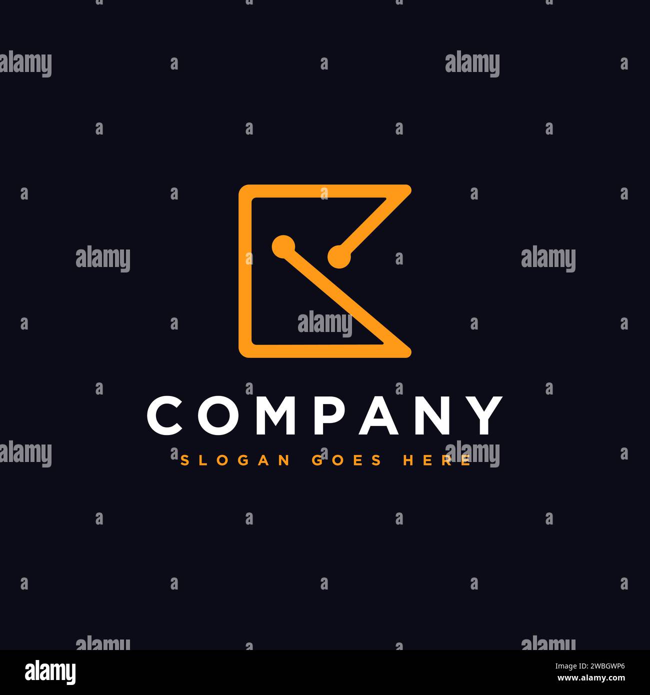 Abstract letter K link digital technology logo icon vector on dark ...