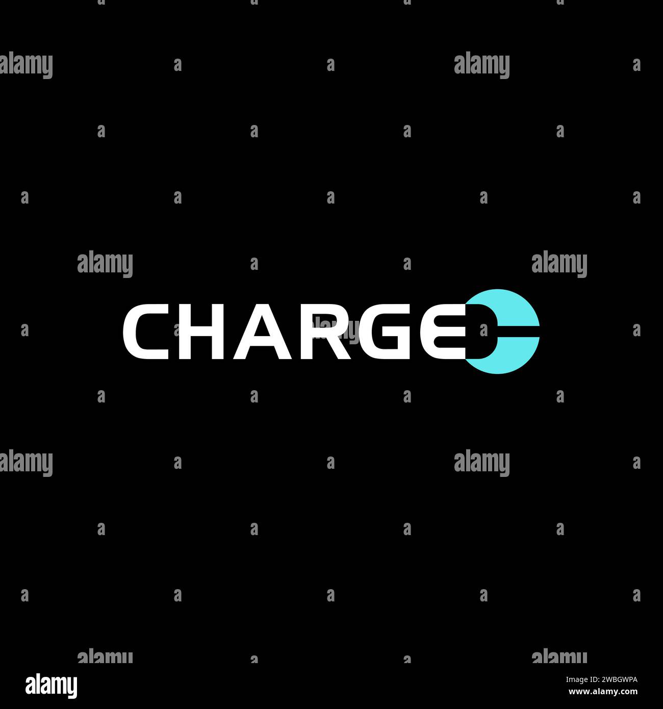 Power charging wordmark logo vector template on black background, with ...