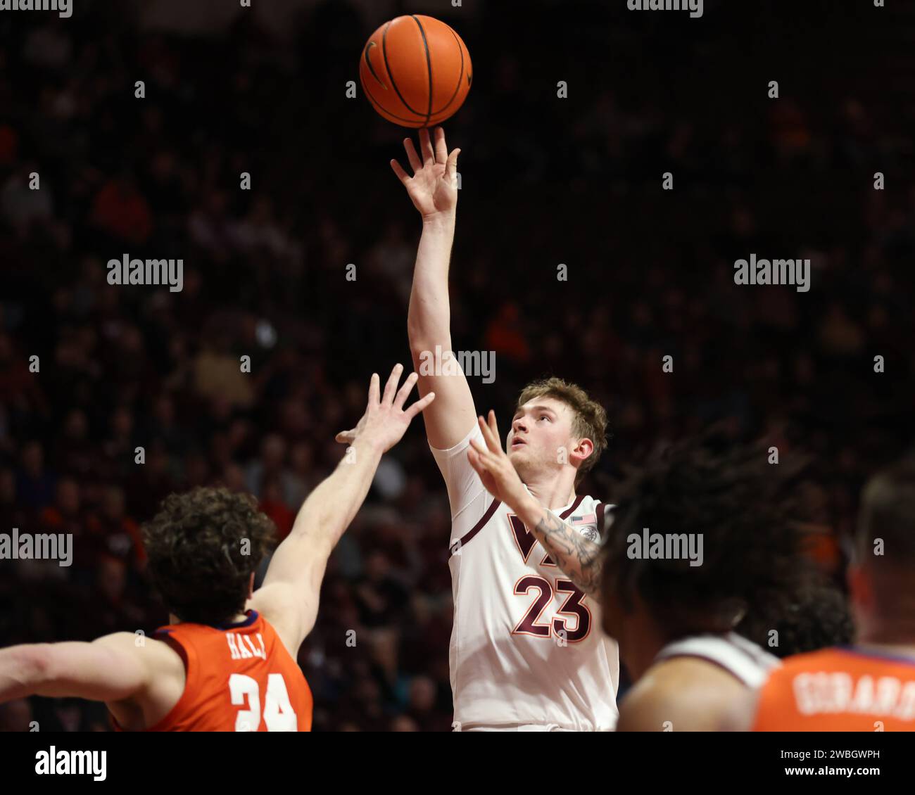 Blacksburg, Virginia, USA. 10th Jan, 2024. Virginia Tech Hokies guard ...