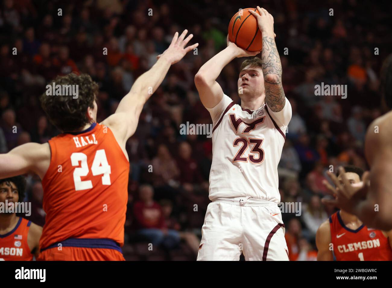 Blacksburg, Virginia, USA. 10th Jan, 2024. Virginia Tech Hokies guard ...