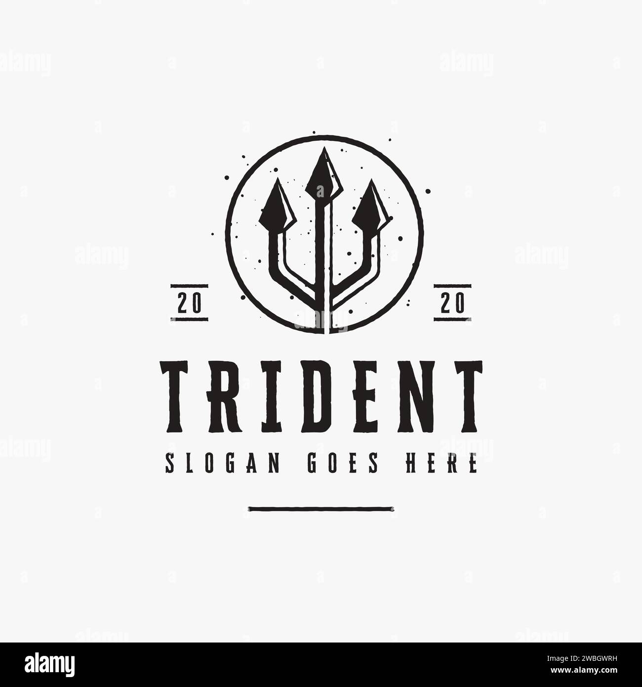 Vintage Trident Spear of Poseidon logo, neptune god logo, triton spear logo icon vector template ...