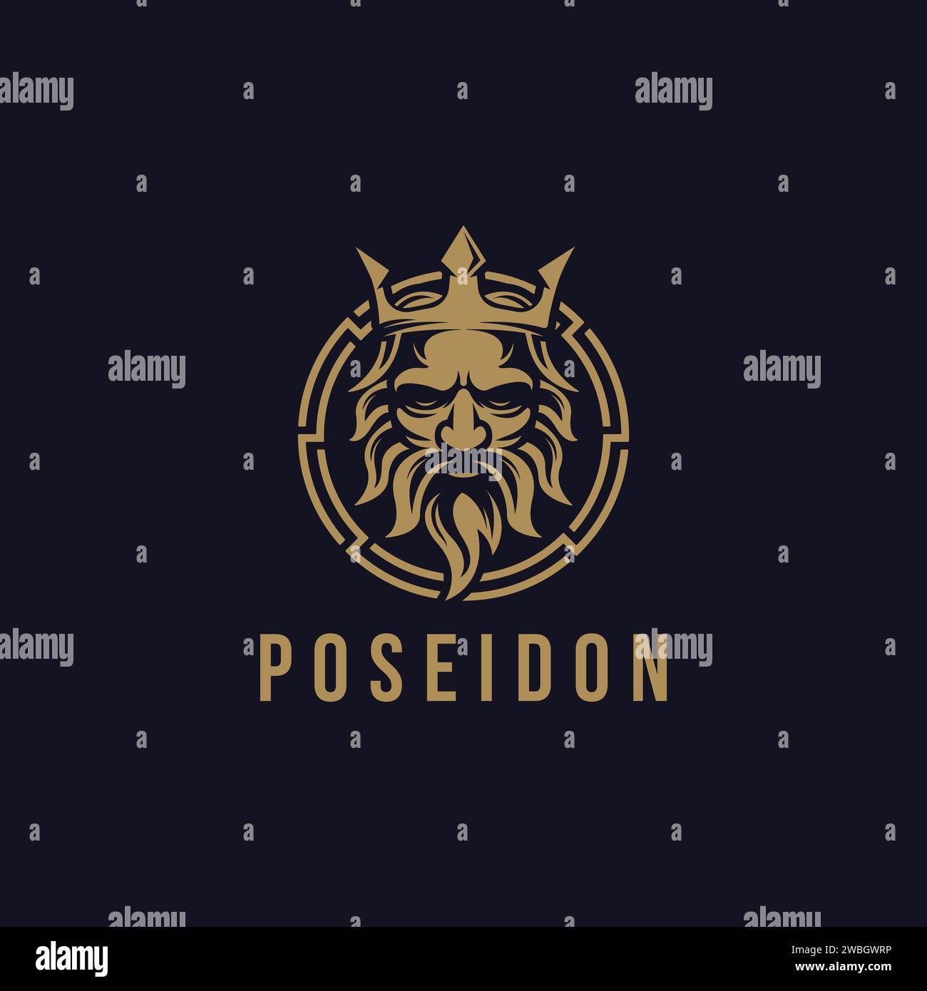 Poseidon nepture god logo icon, tritont trident crown logo icon vector ...
