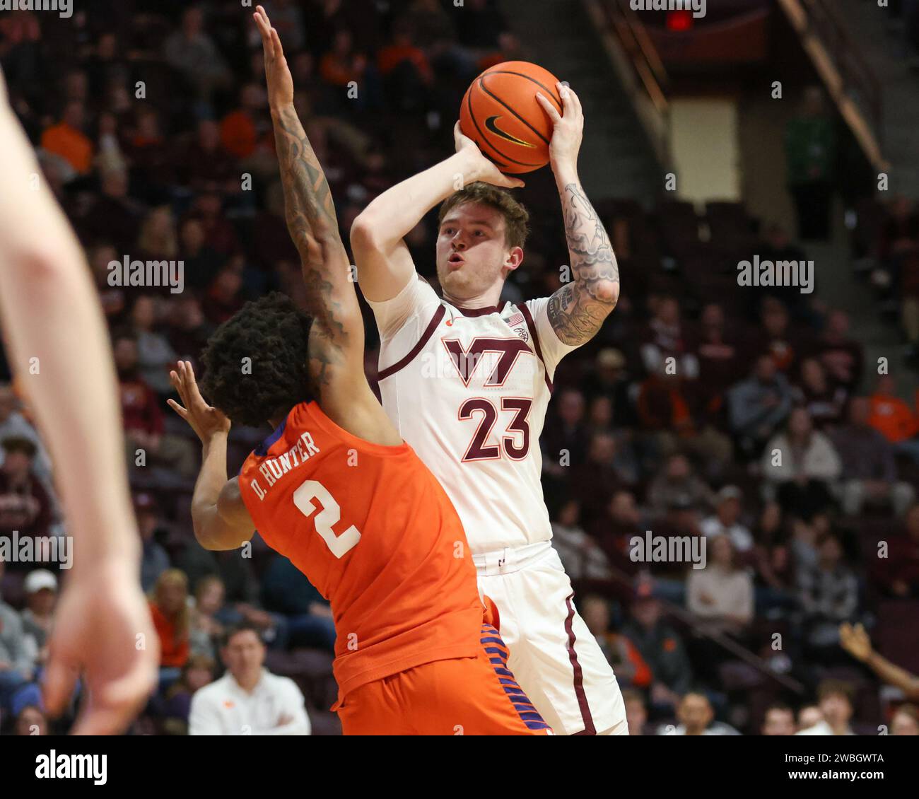 Blacksburg, Virginia, USA. 10th Jan, 2024. Virginia Tech Hokies guard ...