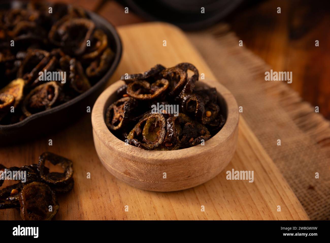 Chicharron de Chile. Crispy chili fried in olive oil with spices, easy ...