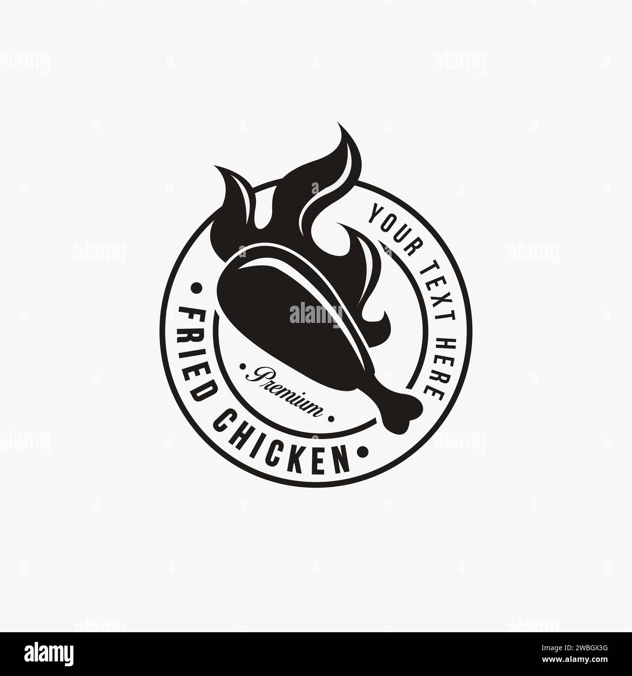 Vintage rough retro emblem fried chicken logo vector template on white ...