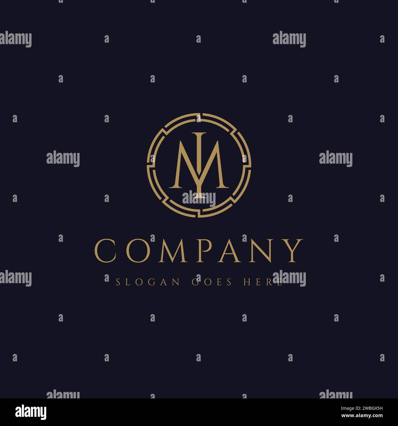 Monogram letter IM logo, letter MI logo icon vector template on dark background Stock Vector ...