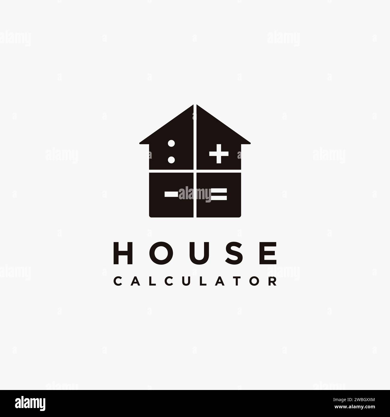 Calculator house logo icon vector template on white background Stock ...