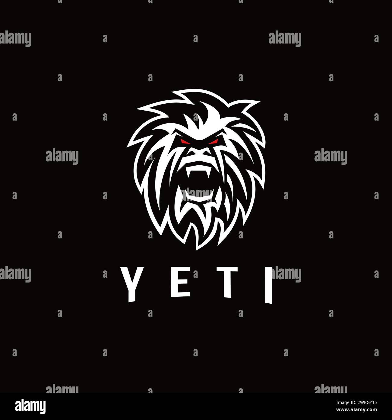 Aggressive powerful Giant Yeti logo icon vector illustration on black ...