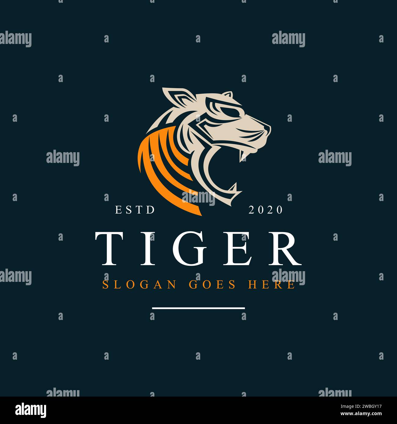 Abstract simple Tiger head logo icon vector illustration on dark ...