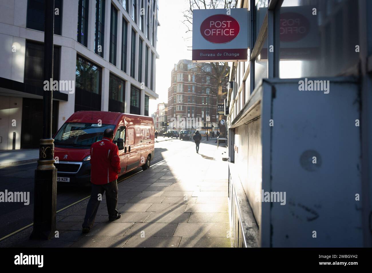 London, UK. 10th Jan, 2024. Post Office logo seen outside a branch in ...
