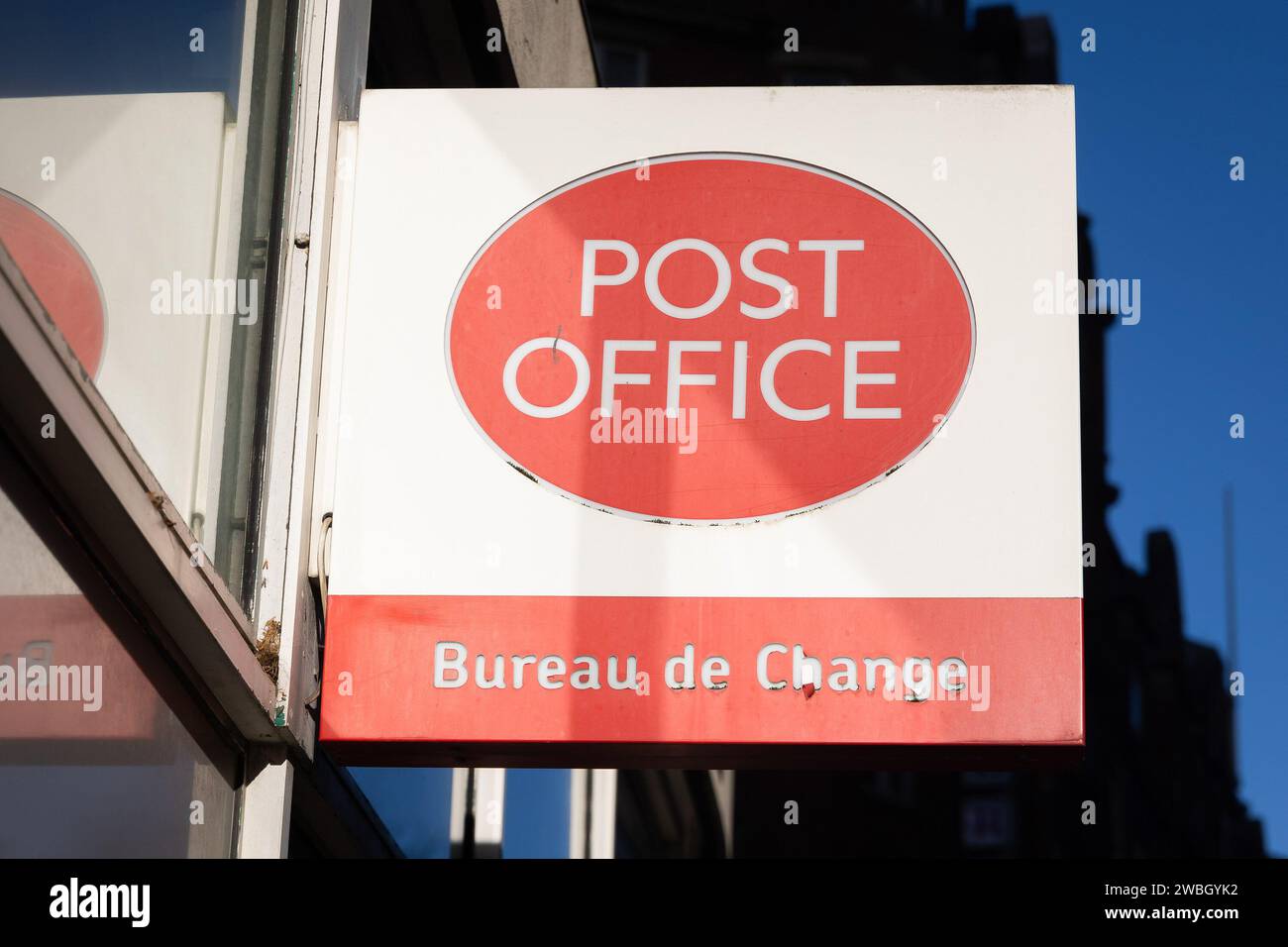 London, UK. 10th Jan, 2024. Post Office logo seen outside a branch in ...
