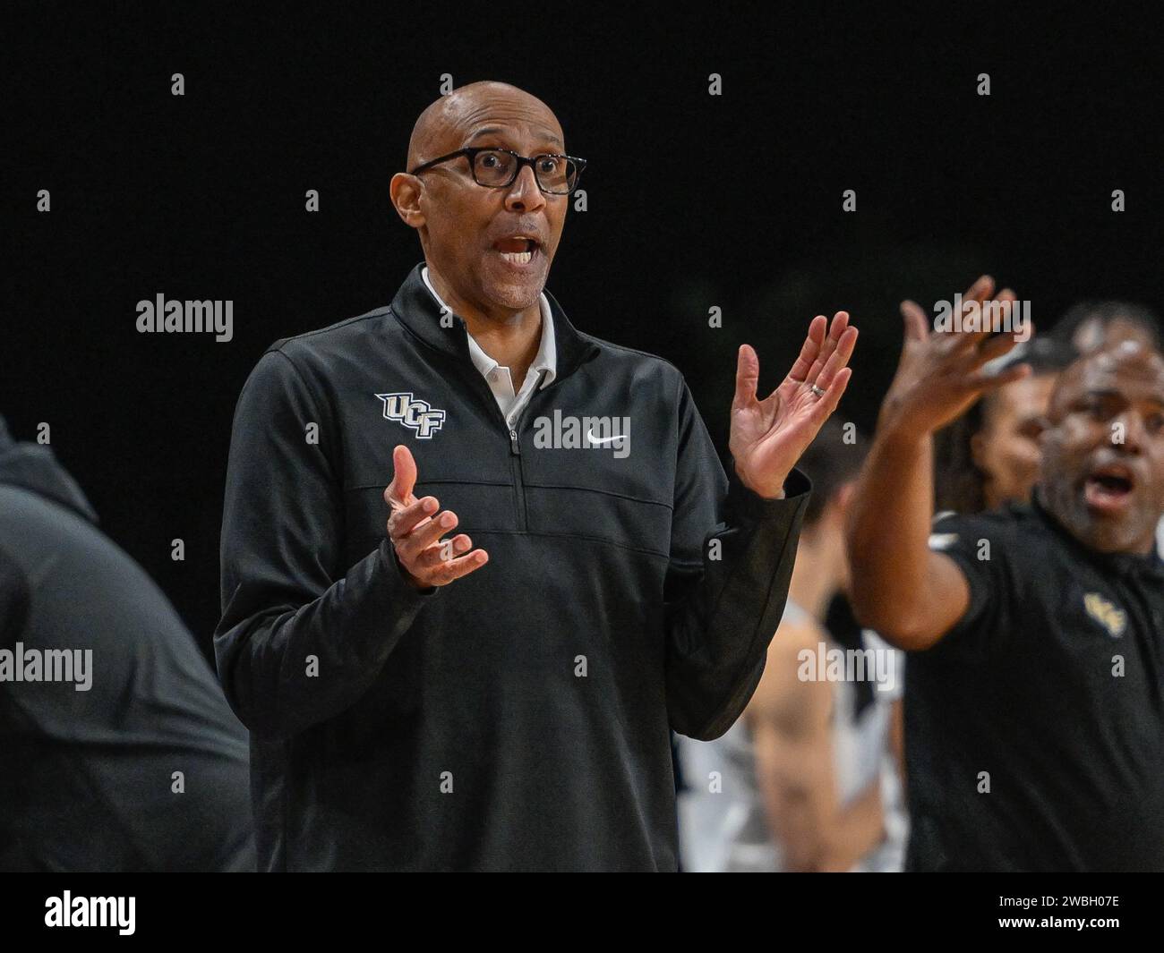 January 10, 2024: UCF Knights head coach Johnny Dawkins reacts to a ...