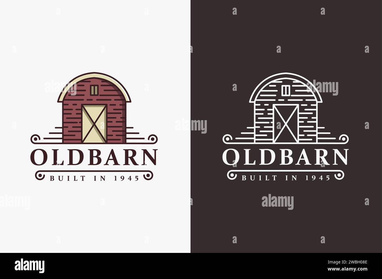 Vintage retro classic old barn farm logo icon vector template with line ...