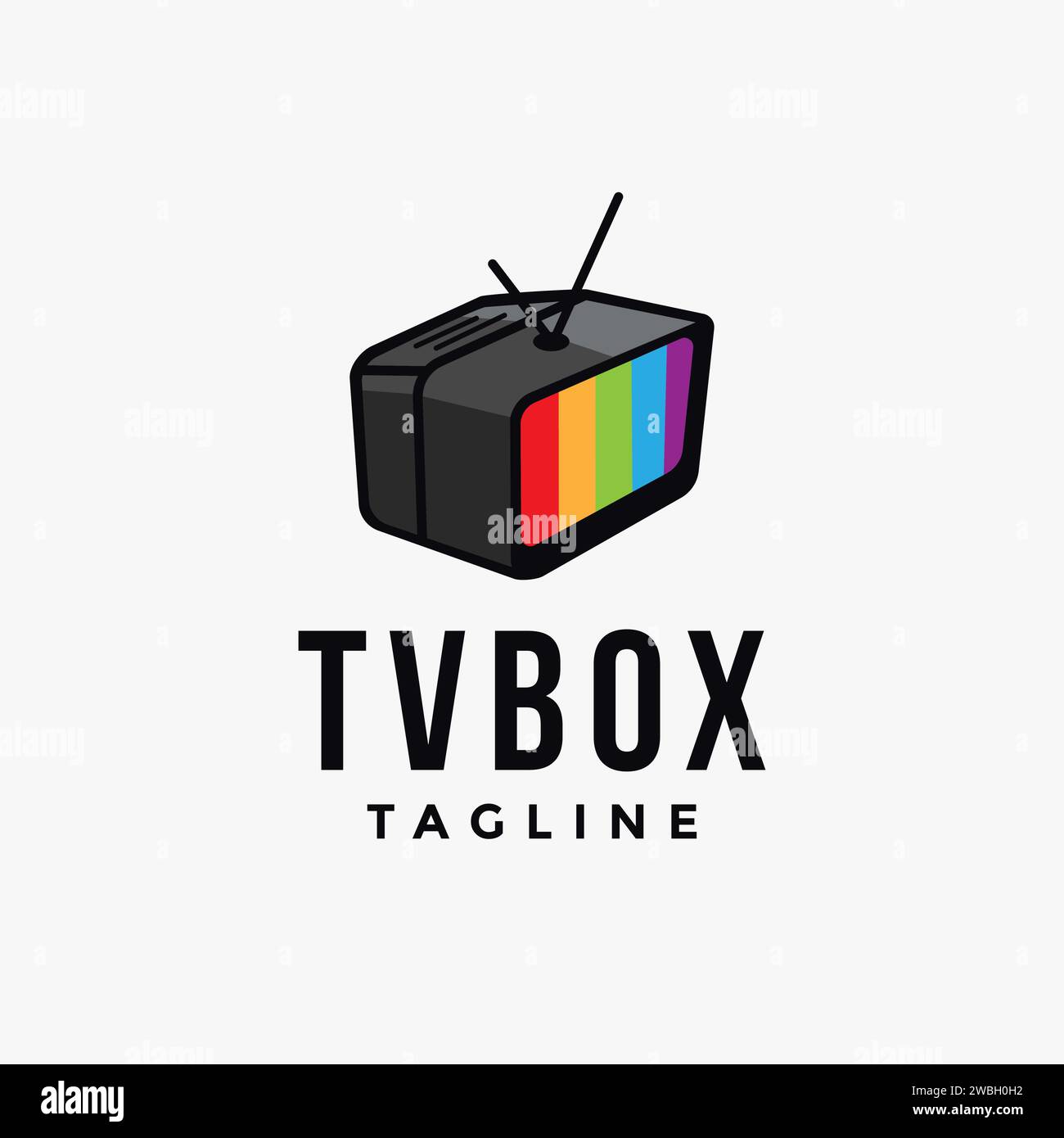 Monitor television TV box logo icon vector template on white background ...