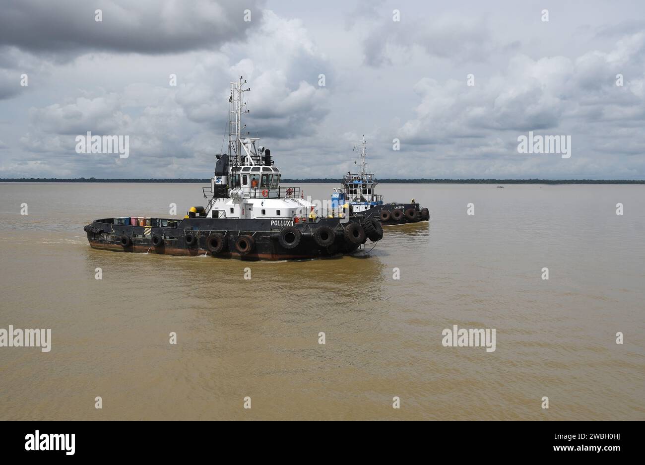 Afuá, Pará, Brazil, November 9, 2022. Tugboats on the Amazon River ...