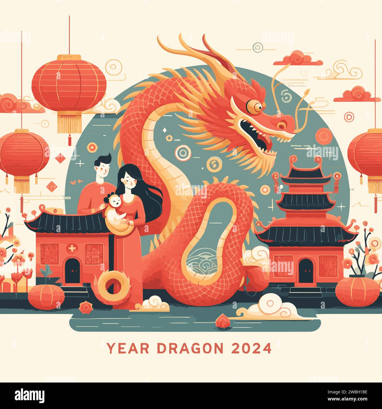 A vector illustration isolating the festive moments of the Year of the ...