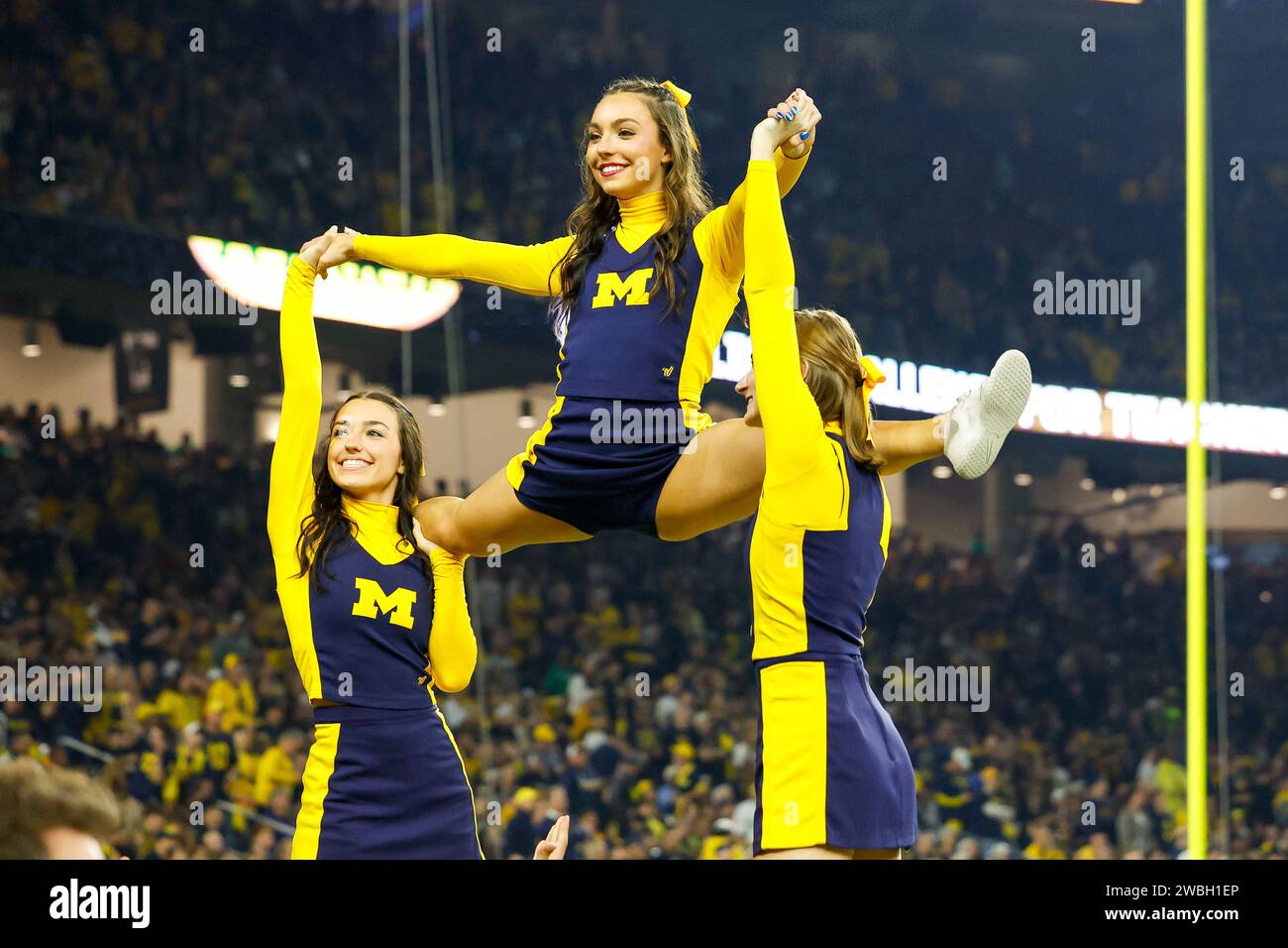 Houston, TX, USA. 8th Jan, 2024. Michigan Wolverines Cheerleaders during the College Football ...