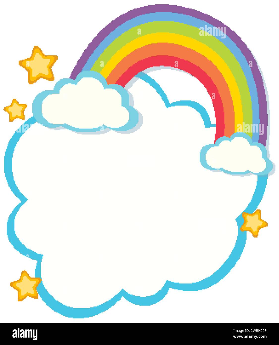 Vibrant rainbow with stars and clouds border design Stock Vector Image ...