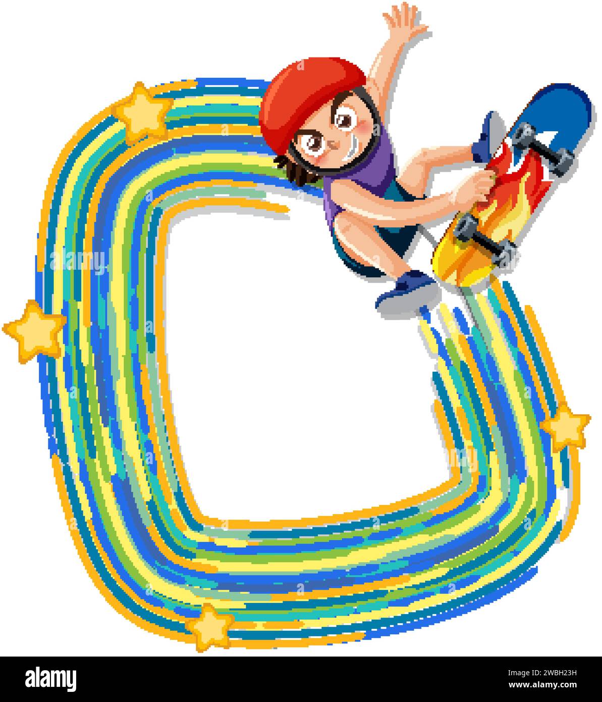 Cartoon kid performing a skateboard trick in mid-air Stock Vector Image ...