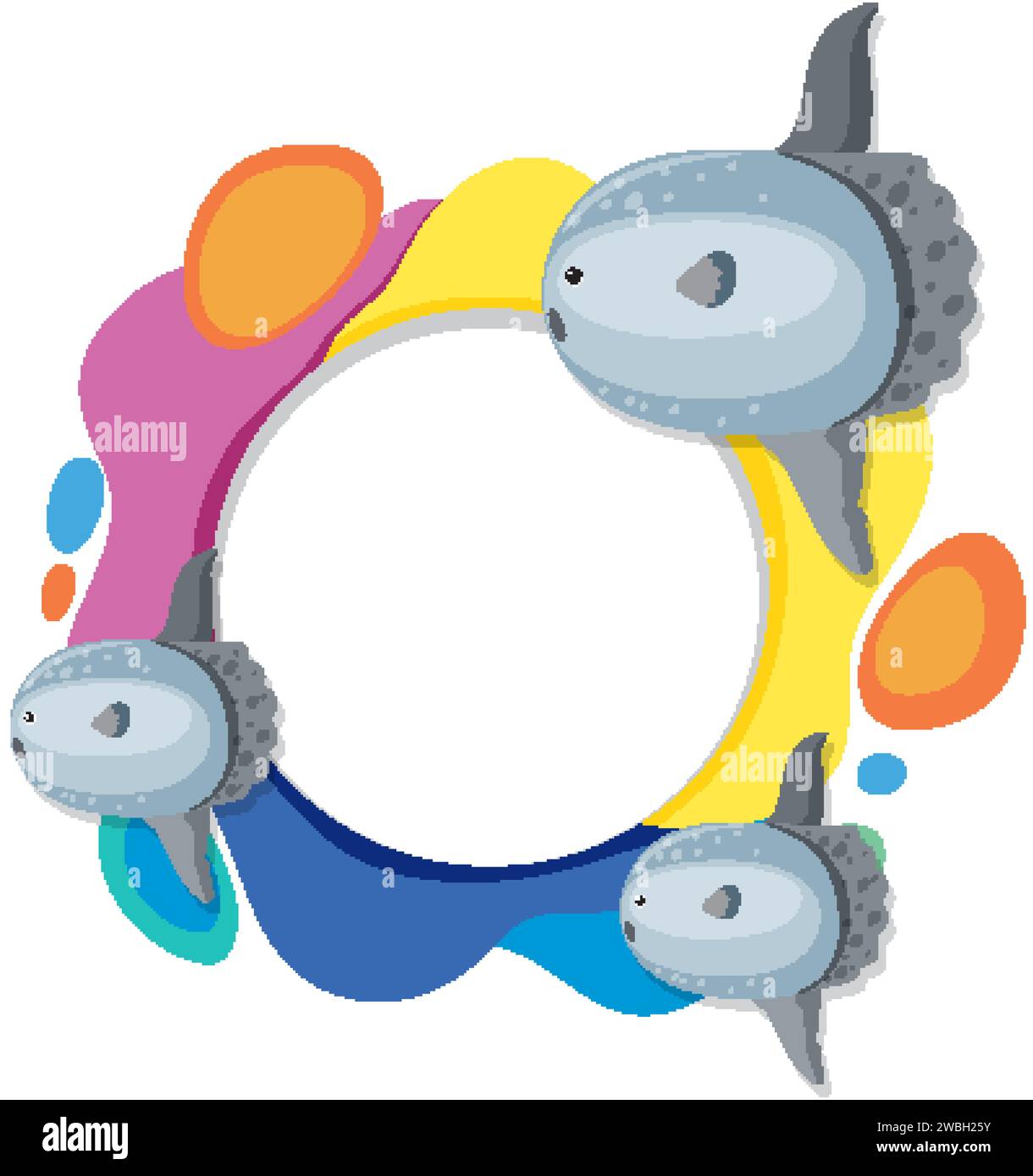 Vector illustration of sunfish with vibrant abstract background Stock ...