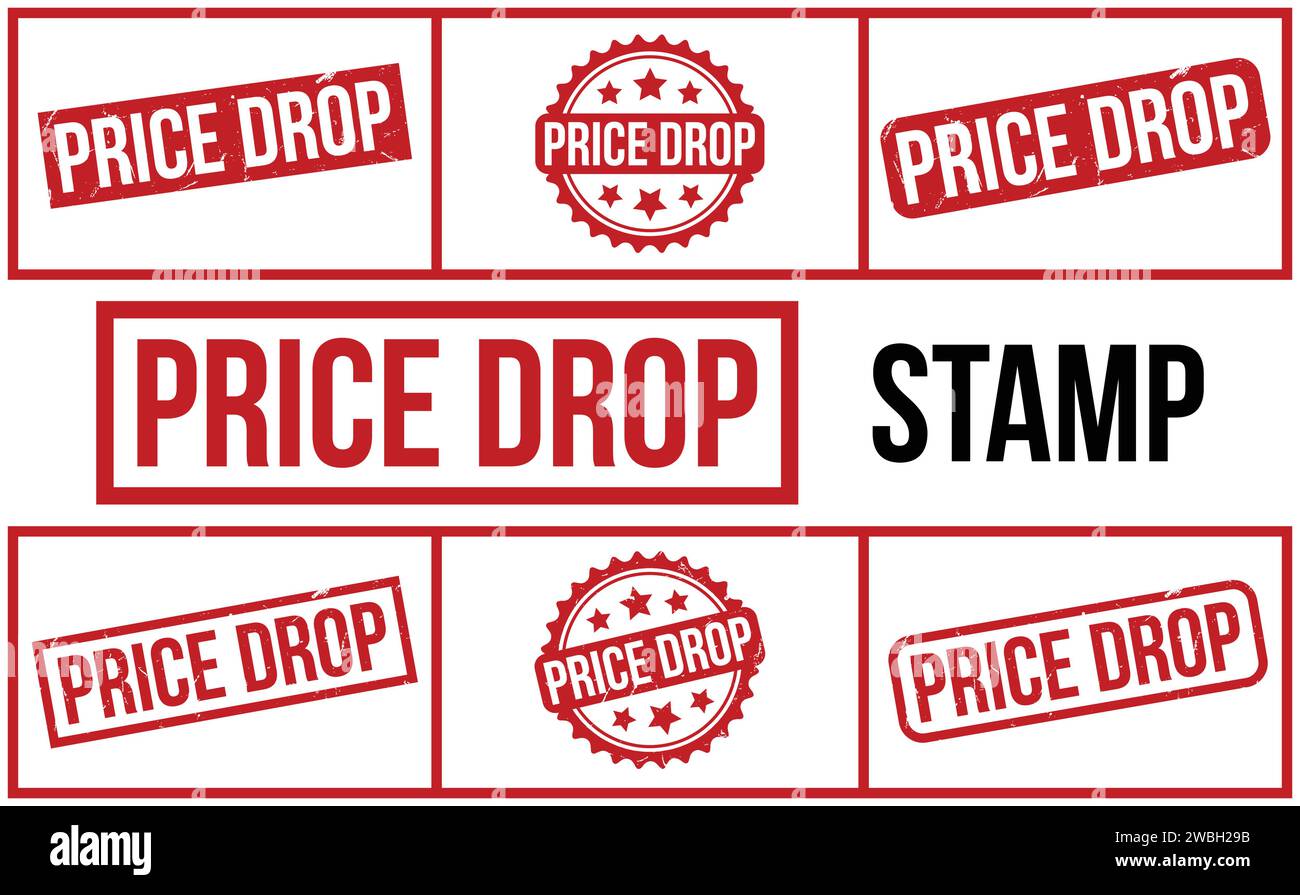 Price Drop Stamp. Red Price Drop Rubber grunge Stamp set Stock Vector ...