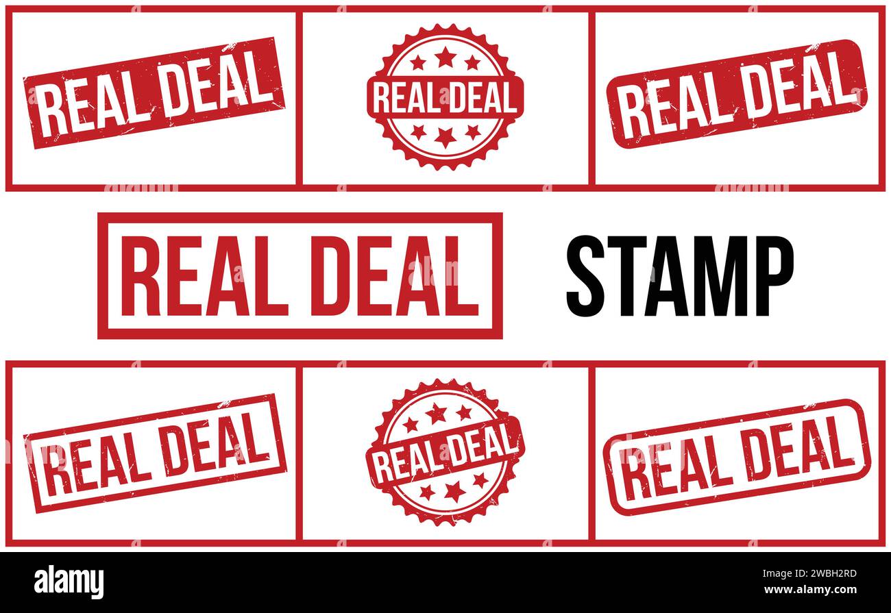 Real Deal Stamp. Red Real Deal Rubber grunge Stamp set Stock Vector ...