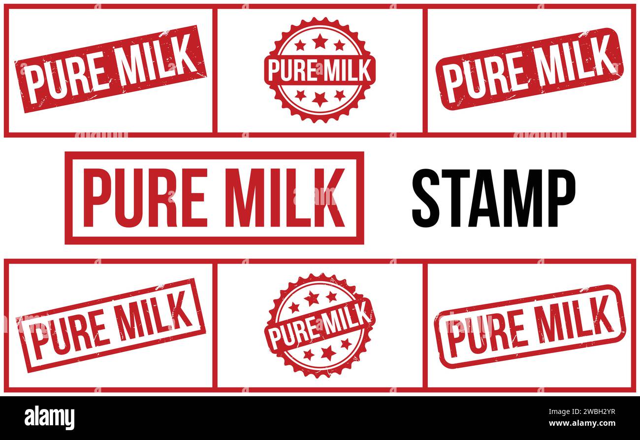 Pure Milk Stamp. Red Pure Milk Rubber grunge Stamp set Stock Vector ...