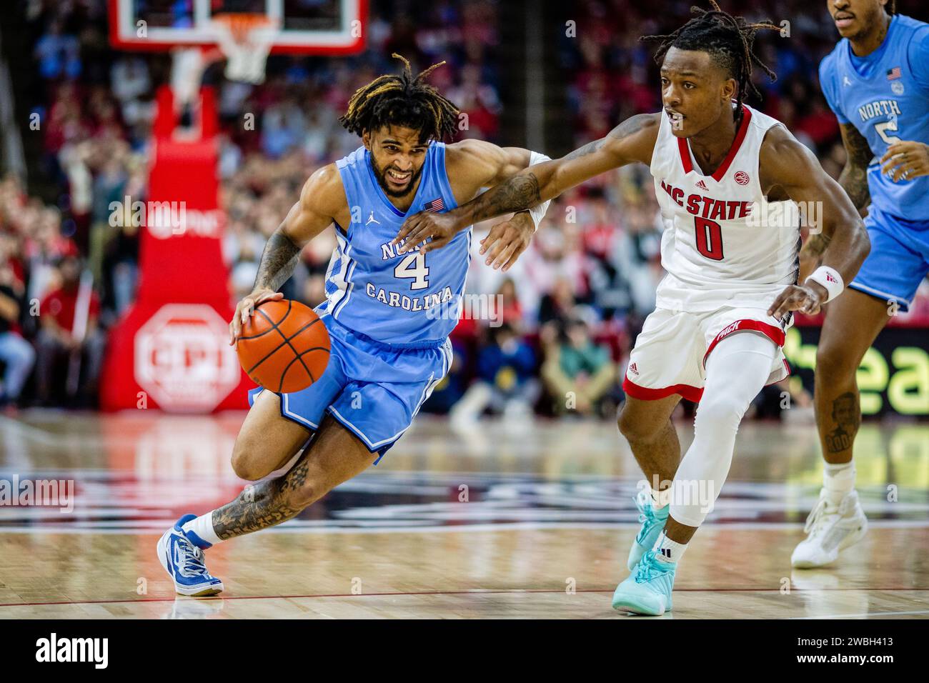 Raleigh, NC, USA. 10th Jan, 2024. North Carolina Tar Heels guard RJ ...