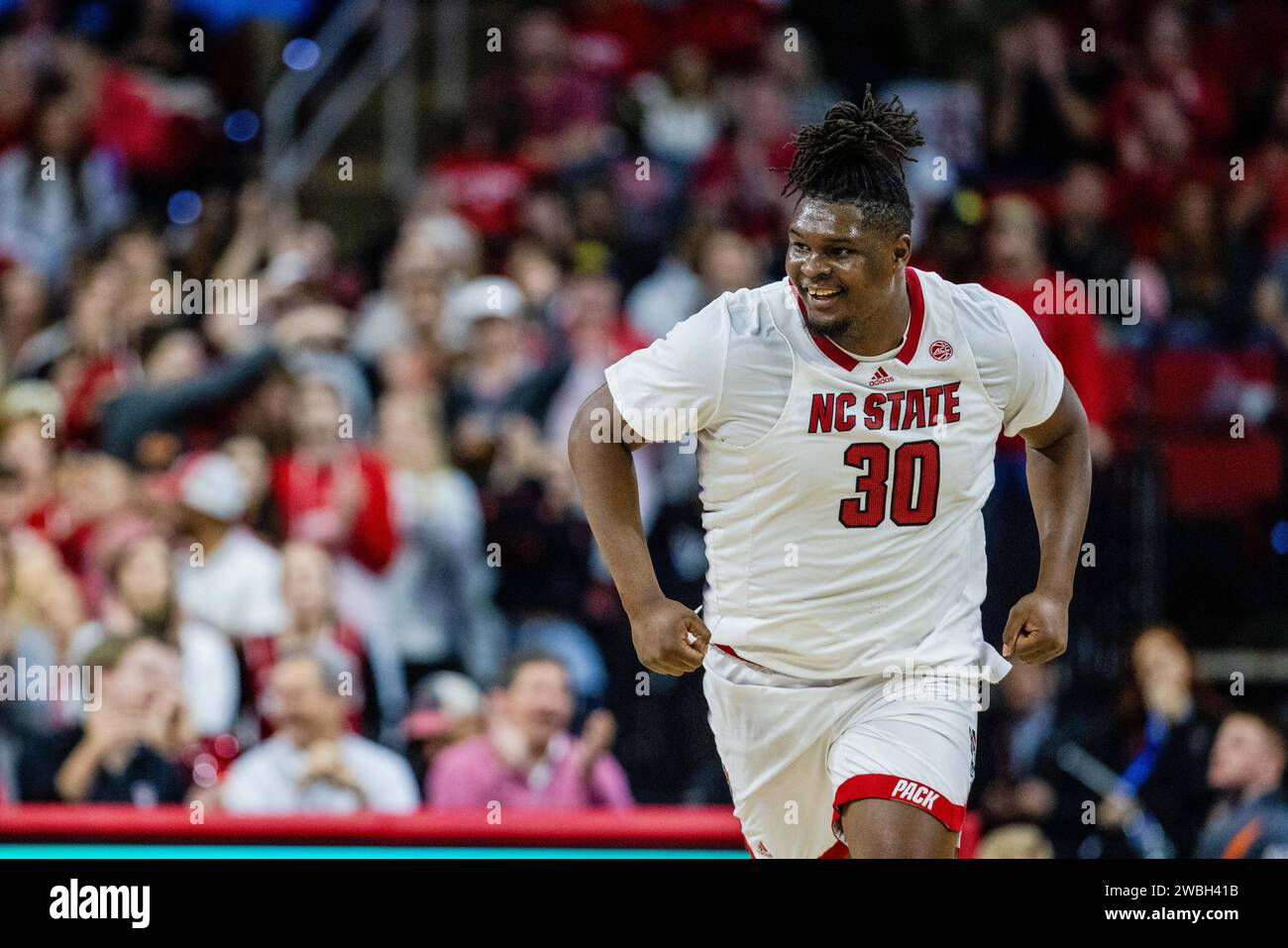 January 10, 2024: NC State Wolfpack forward DJ Burns Jr. (30) smiles ...