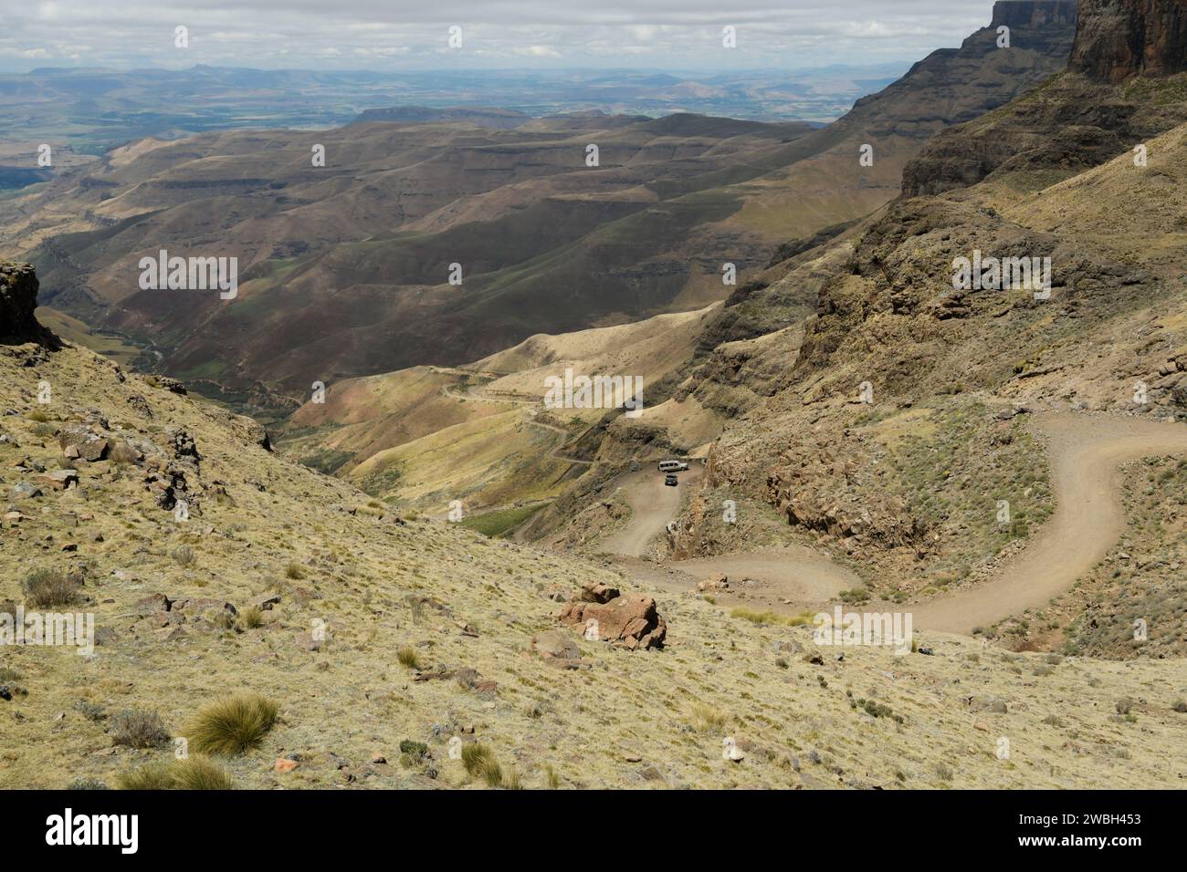 Cars on Sani mountain pass, beautiful African landscape, scenic South ...