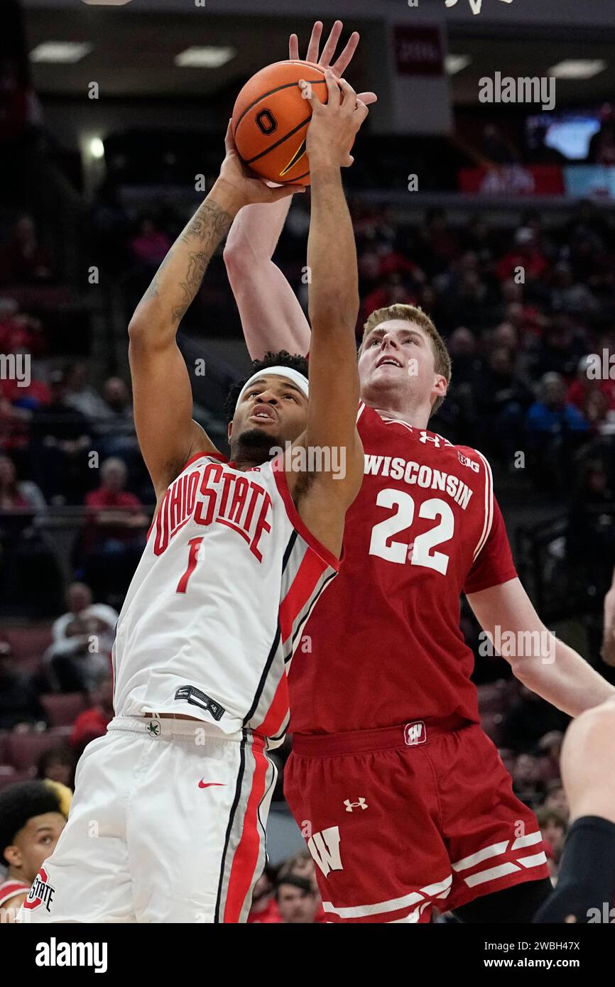 Ohio State guard Roddy Gayle Jr. (1) shoots in front of Wisconsin ...