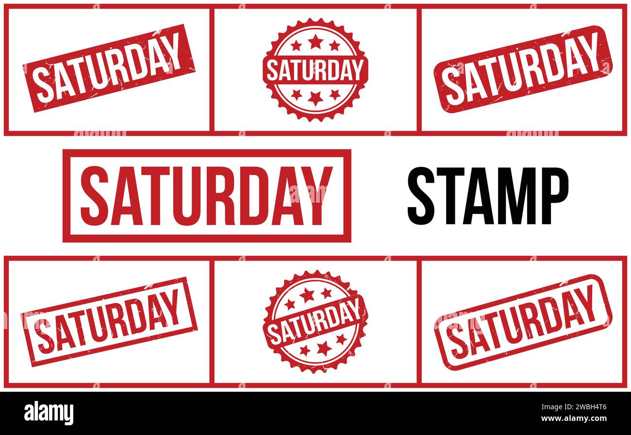 Saturday Stamp. Red Saturday Rubber grunge Stamp set Stock Vector Image ...