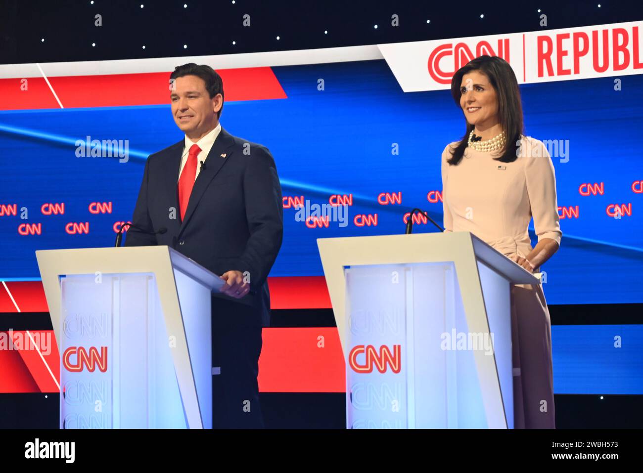 Des Moines, Iowa, USA. 10th Jan, 2024. (NEW) CNN Republican Presidential Primary Debate with ...