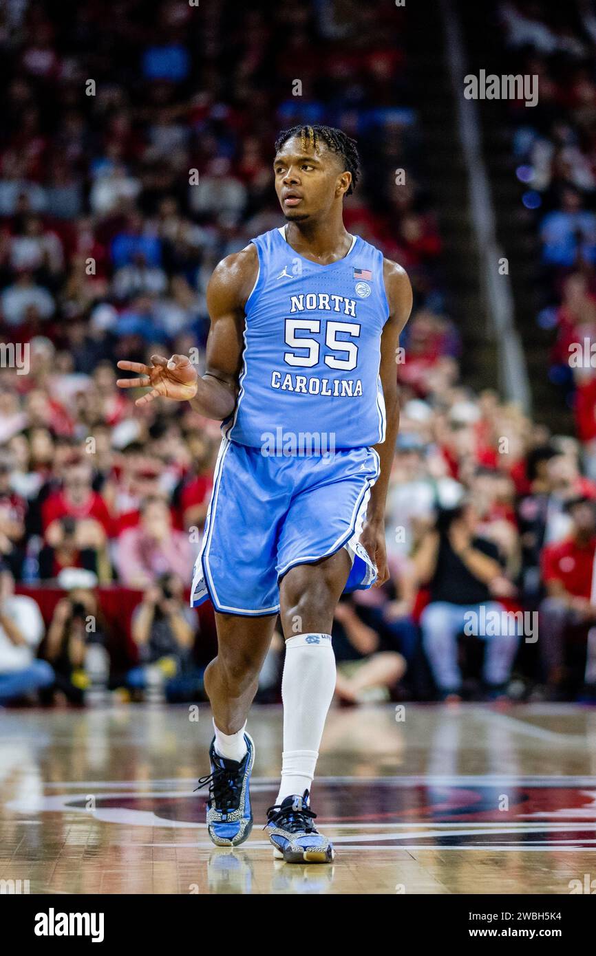 Raleigh, NC, USA. 10th Jan, 2024. North Carolina Tar Heels forward ...