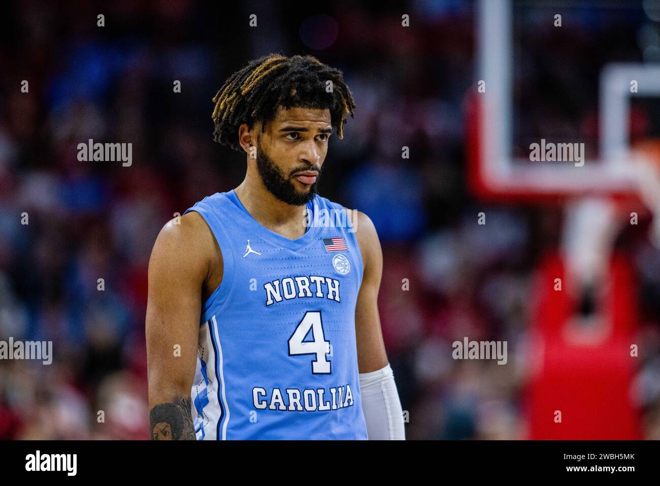 Raleigh, NC, USA. 10th Jan, 2024. North Carolina Tar Heels guard RJ ...