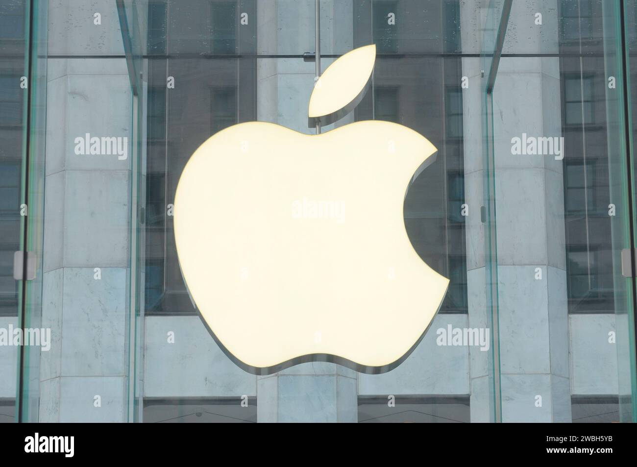 New York, United States. 10th Jan, 2024. The Apple company's logo is ...