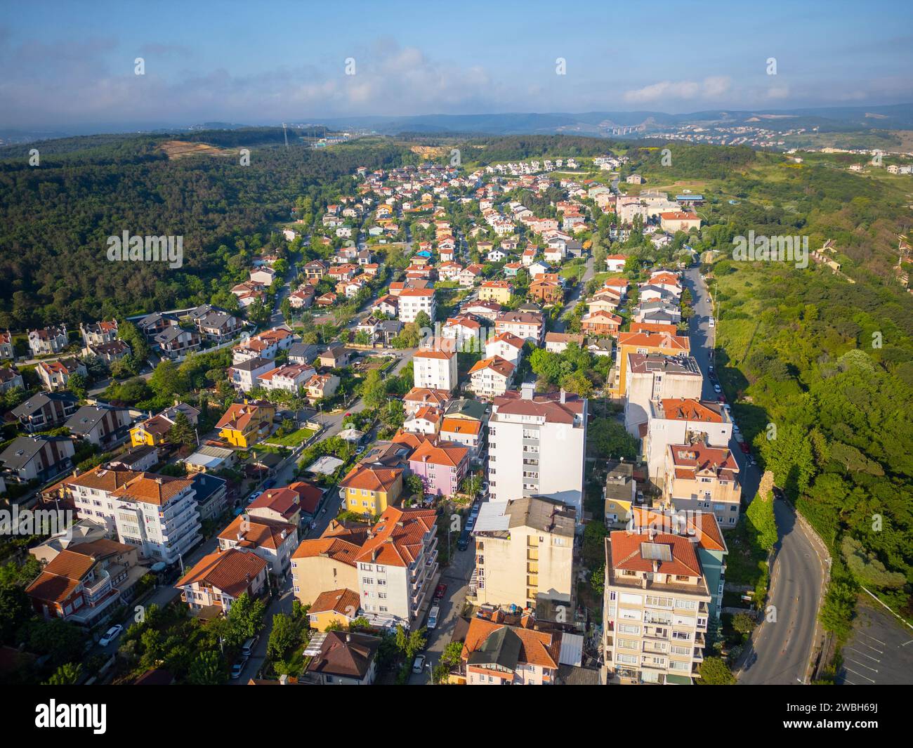 Kumkoy historic town center aerial view on the residential area, Kumkoy ...