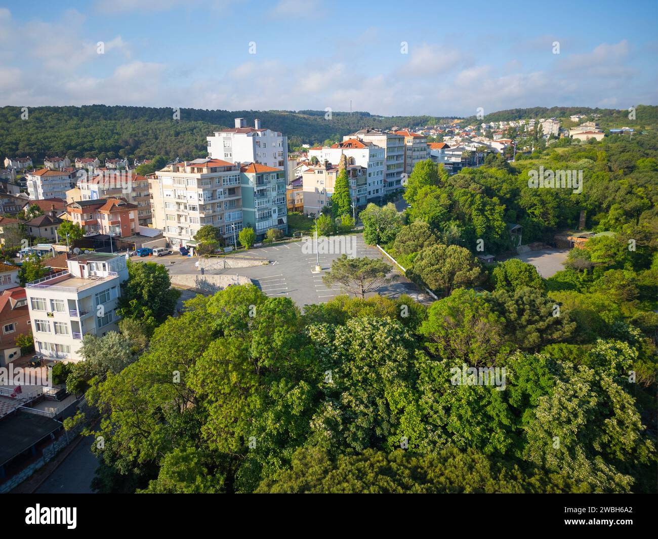 Kumkoy historic town center aerial view on the residential area, Kumkoy ...